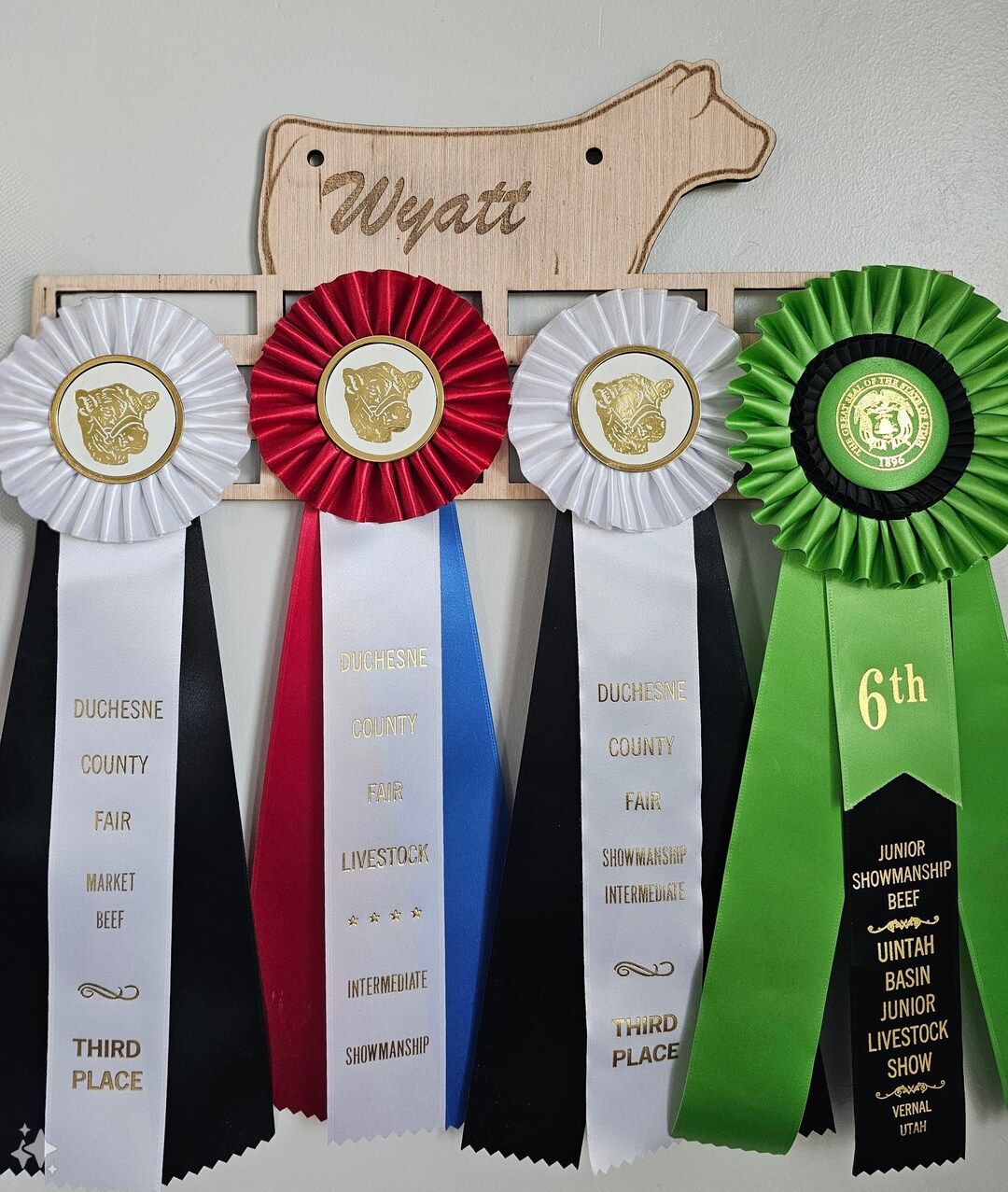 Custom Livestock Ribbon Hangers ,personalized Goat, Steer, Lamb and ...