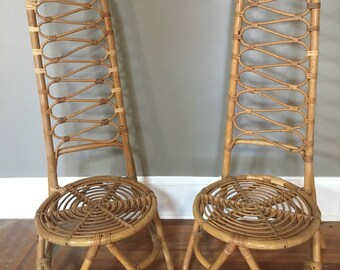 High back cane chair | Etsy