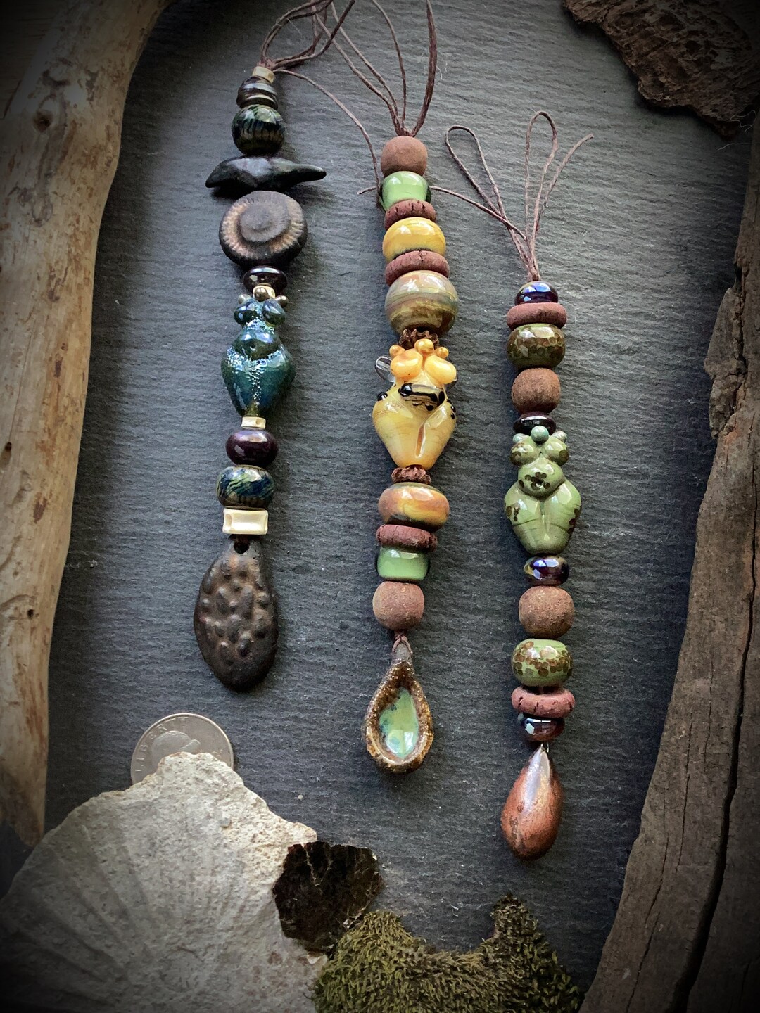 Art Bead Set Goddess Lampwork Glass and Ceramic Beads Handmade Artisan ...