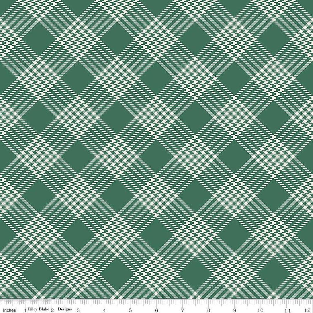 Merry Little Christmas Green Plaid Yardage by My Mind's Eye for Riley ...