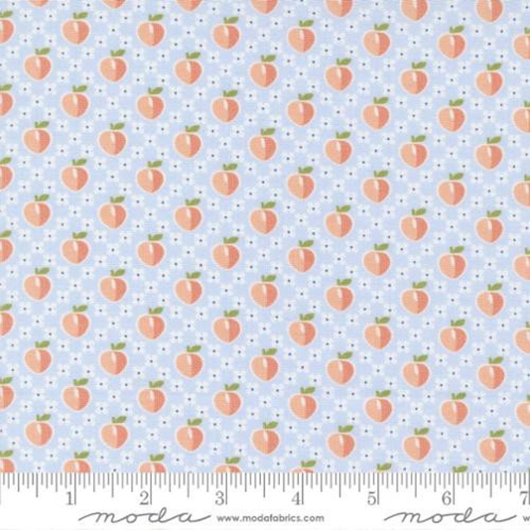 Peachy Keen Light Blue Peaches Yardage by Corey Yoder for Moda Fabrics ...