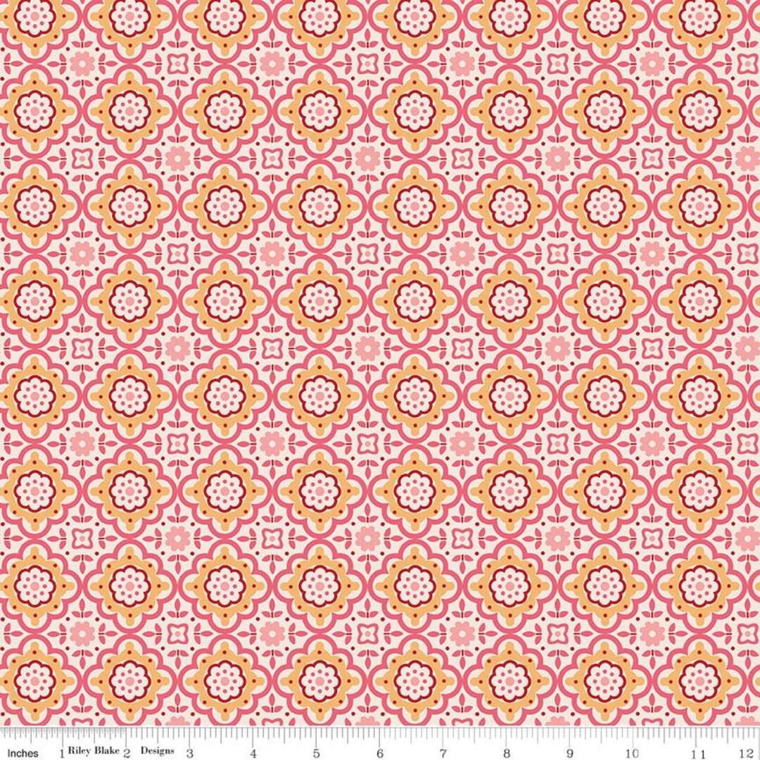 Piece & Plenty Cheerful Coral Yardage by Lori Holt of Bee in My Bonnet ...