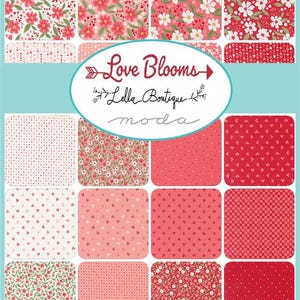 Love Blooms Sweetheart Valentines Hearts Rose Yardage by Lella Boutique ...