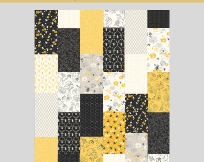 Honey Bee Quilt Kit | 57" X 70" | Beginner Friendly - Comes Together ...