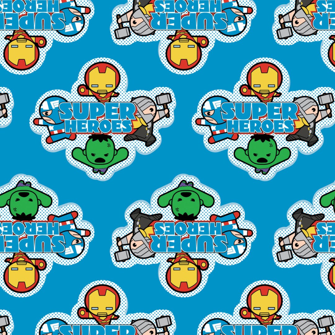 Marvel Super Hero Yardage by Camelot Fabrics 13020703 Kawaii Super Hero ...