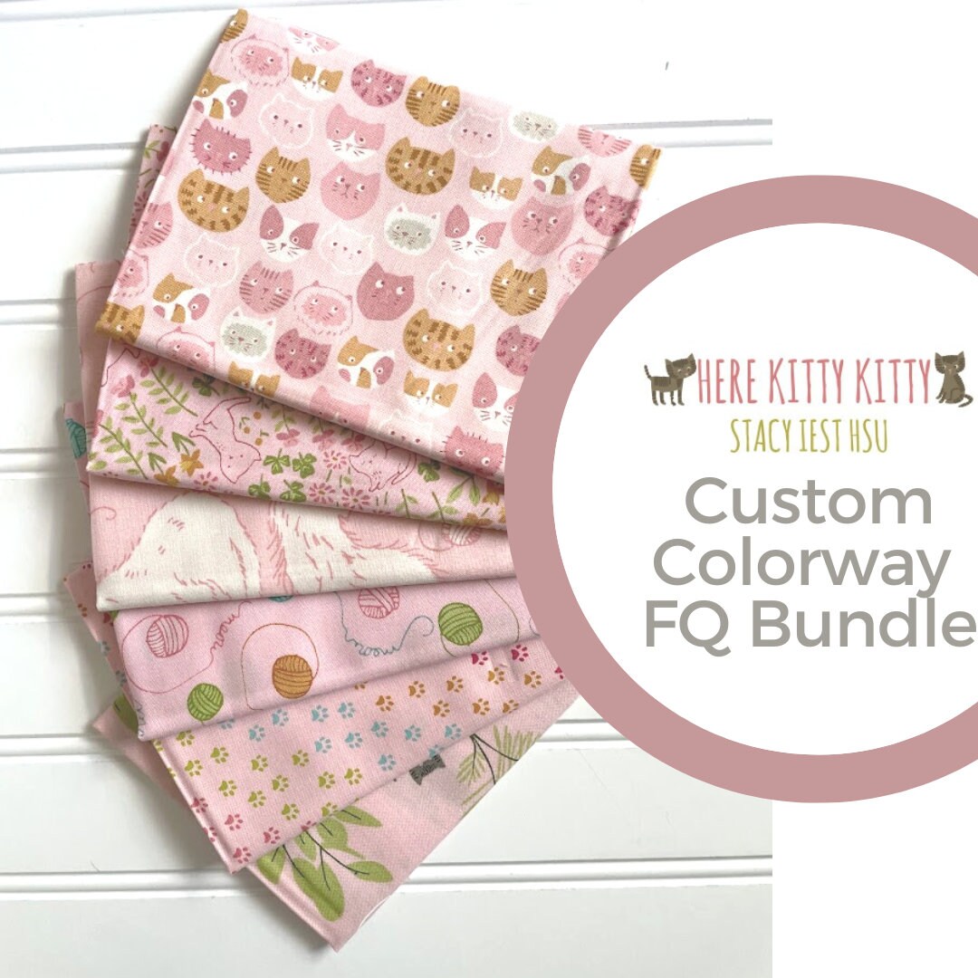 Here Kitty Kitty Blush Colorway Fat Quarter Bundle by Stacy Iest Hsu ...