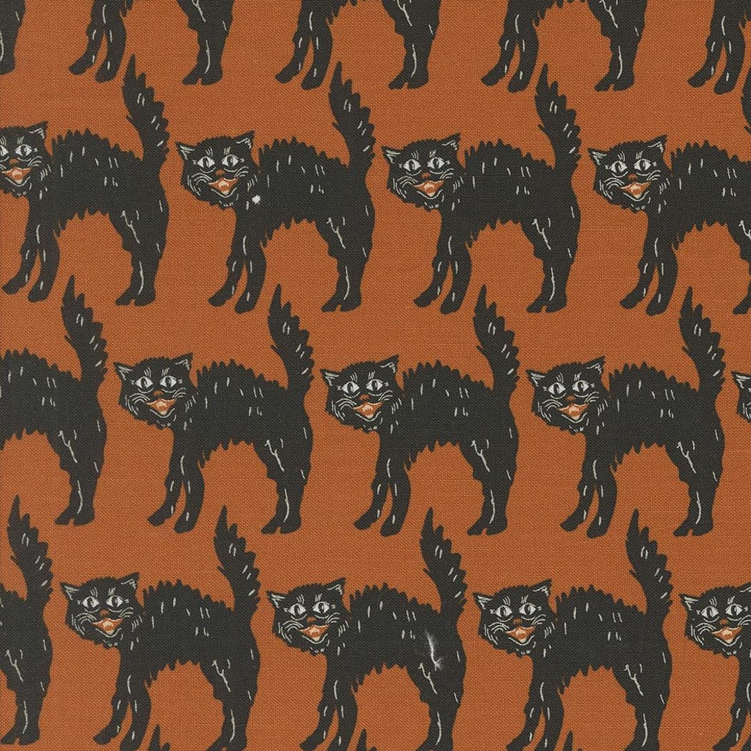 Home Sweet Haunt Little Black Cat Rust Yardage by Stacy Iest Hsu for ...