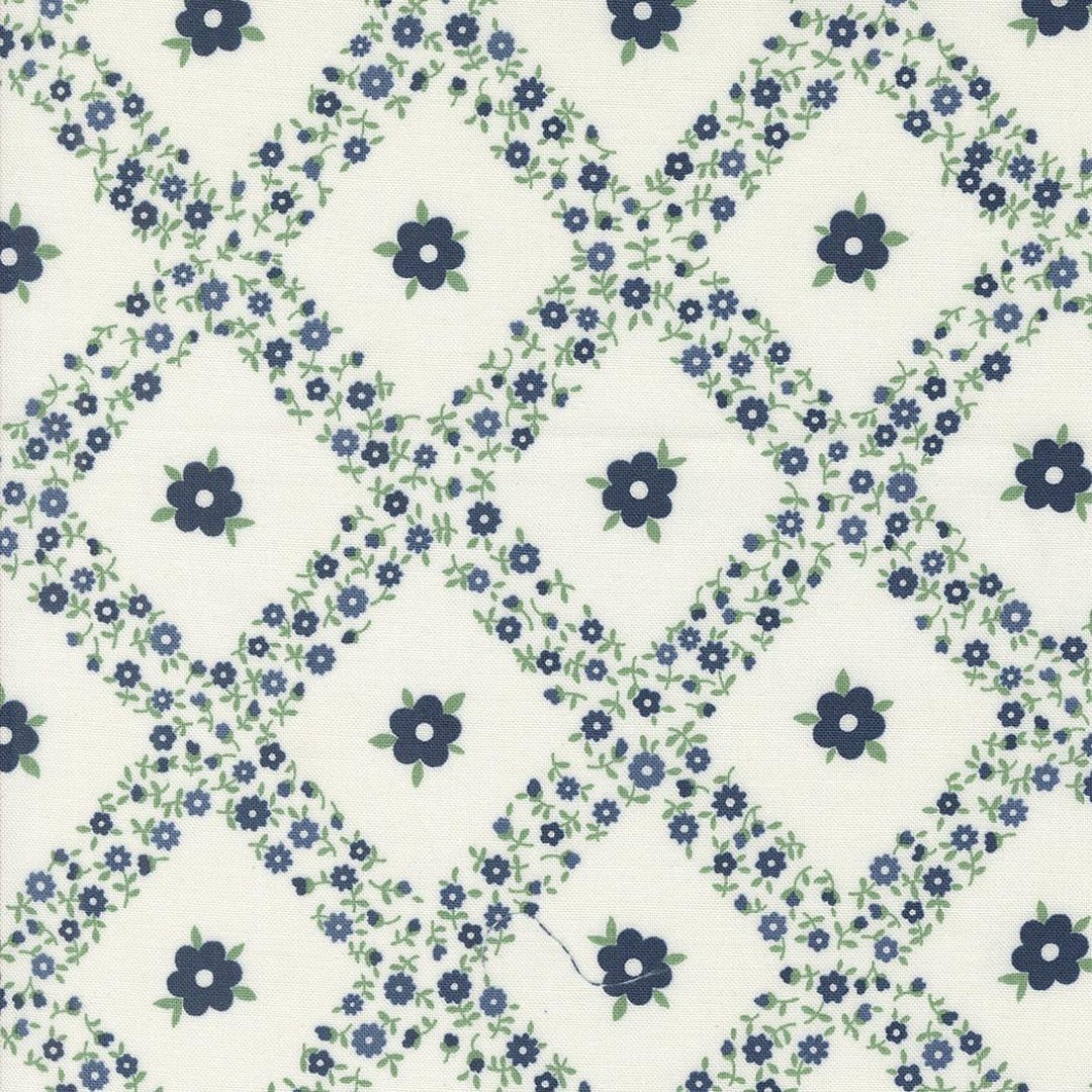 Rosemary Cottage Cream Navy Yardage by Camille Roskelley for Moda ...