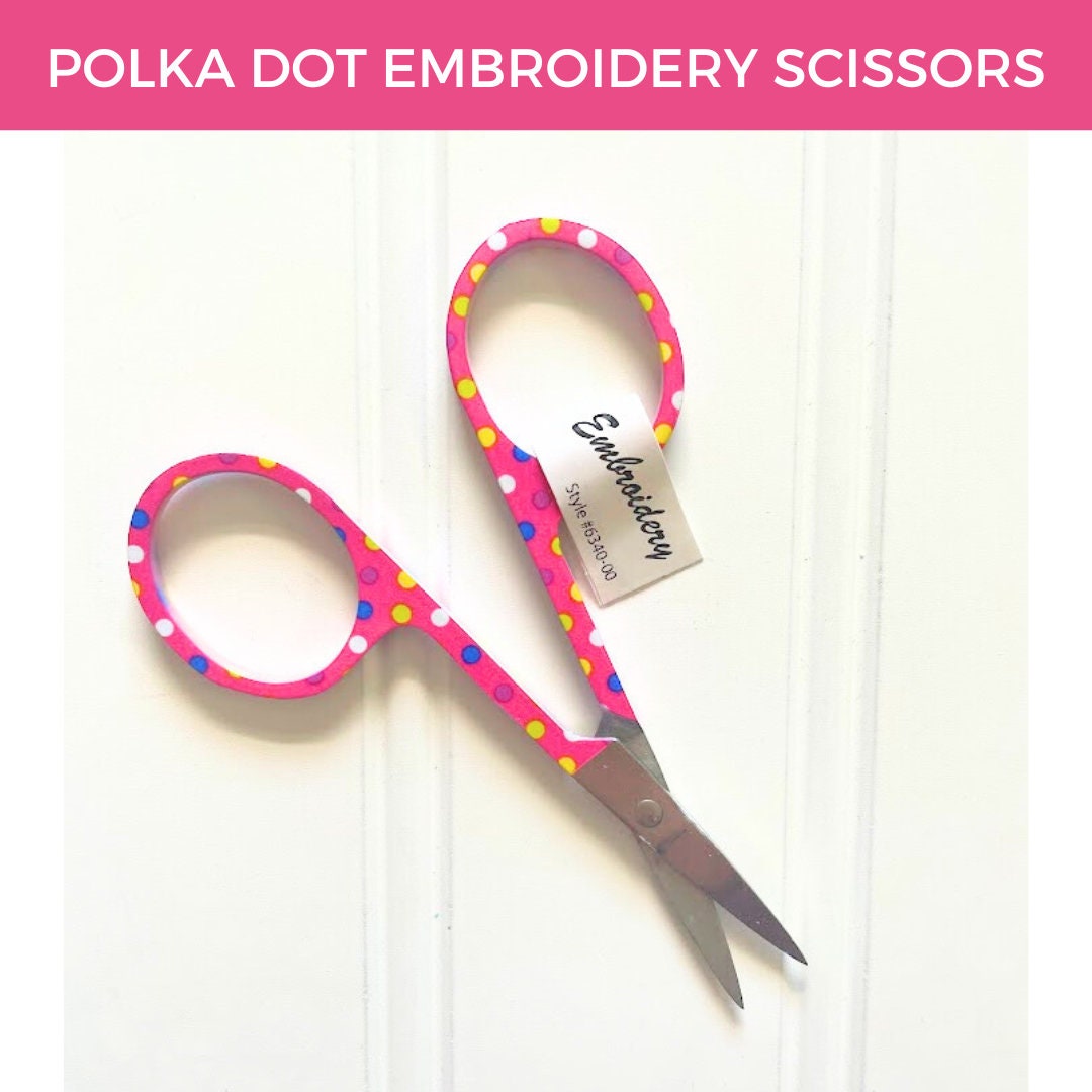 Polka Dot Embroidery Scissors | Pink, Blue and White Options | Small ...