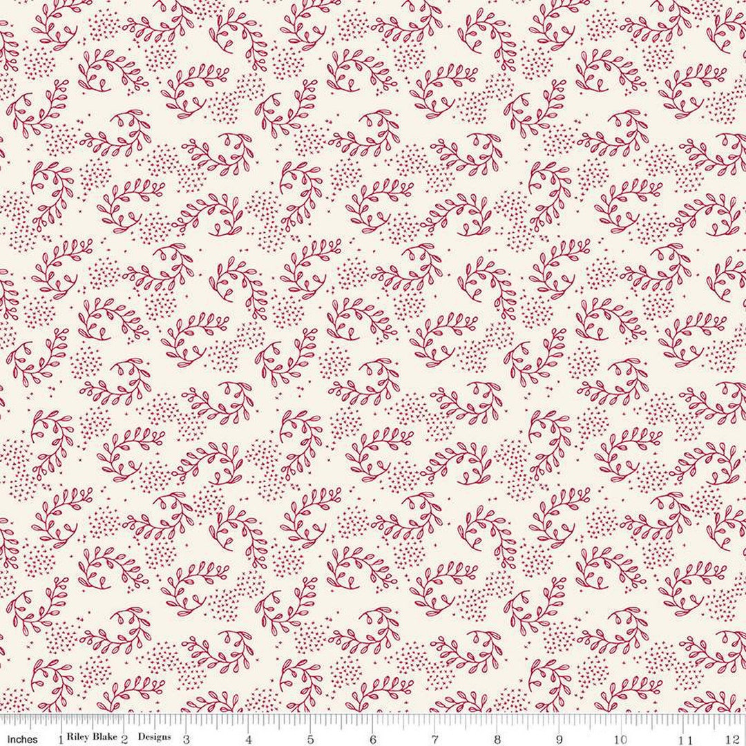 Heirloom Red Sprigs Cream Yardage by My Mind's Eye for Riley Blake ...