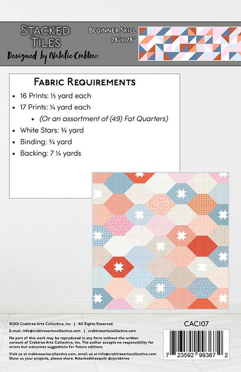 SALE Stacked Tiles Quilt Pattern by Natalie Crabtree of | Etsy