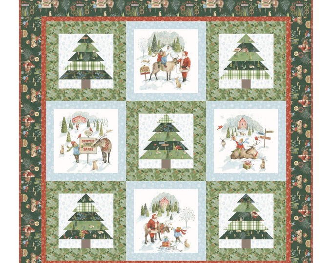 Santa's Tree Farm Panel Quilt Kit Boxed by Lisa Audit for Riley Blake ...
