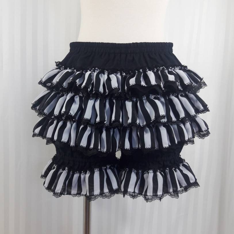 Black Chiffon Stripe Fancy Ruffle Short Bloomers Steampunk | Etsy