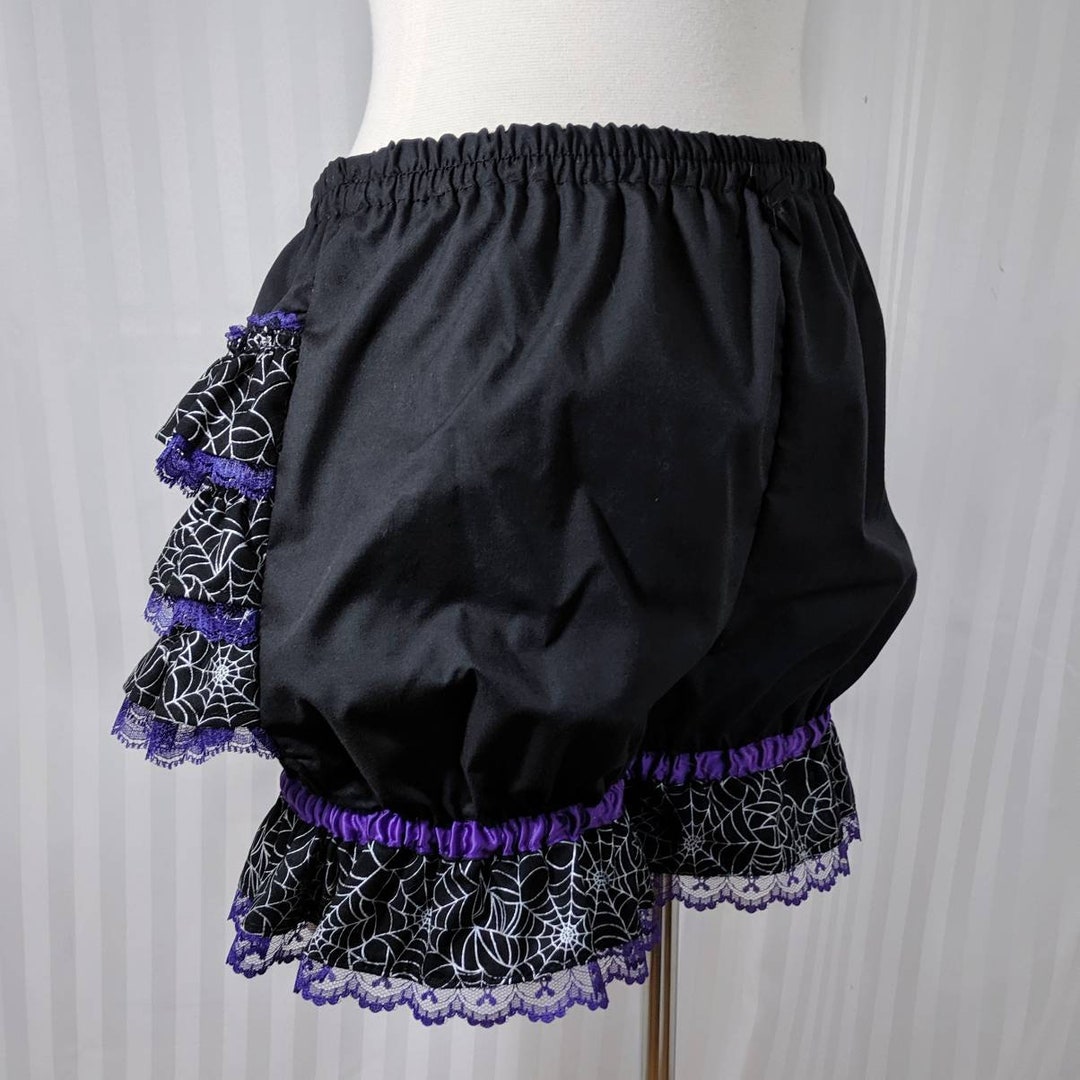 Spiderweb Witch Fancy Ruffle Short Mini Bloomers-- Gothic Goth Adult ...
