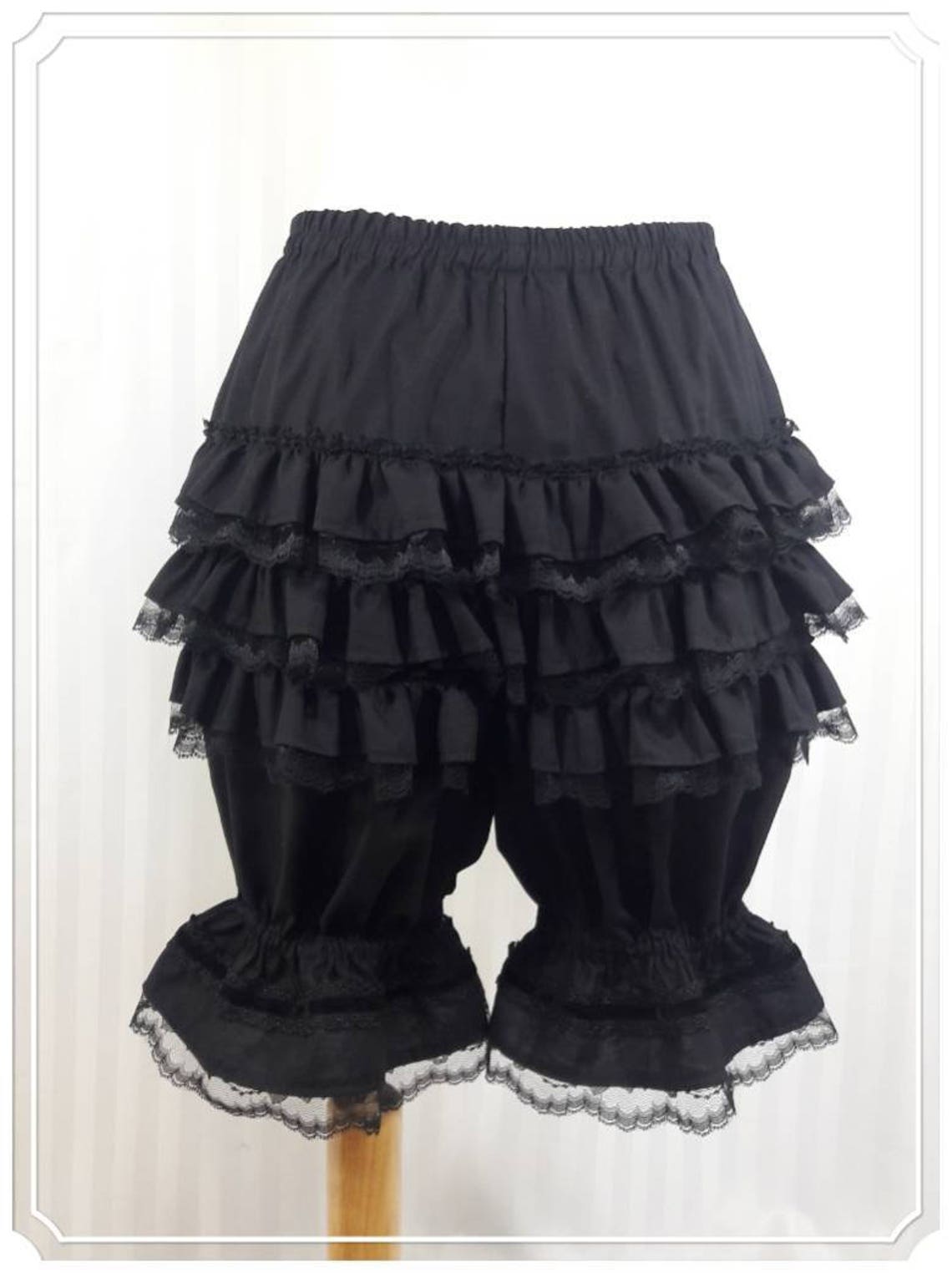 Black fancy ruffle knee length bloomers steampunk lolita adult | Etsy