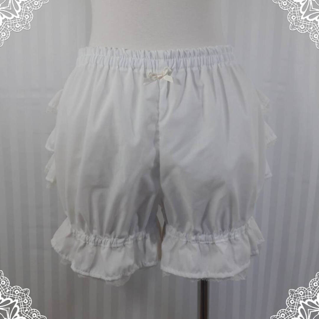 Ivory Fancy Ruffle Short Bloomers Steampunk Lolita Adult Women Small to ...