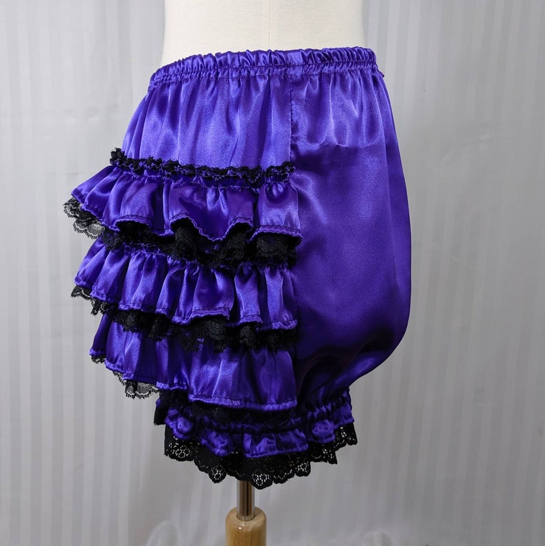 Satin Burlesque Fancy Ruffle Short Bloomers With Black Lace Steampunk ...