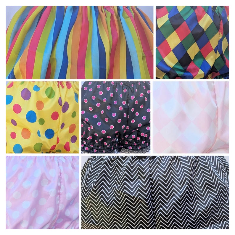 Choose Your Print Extra Puffy Mini Satin Jester Clown Burlesque ...