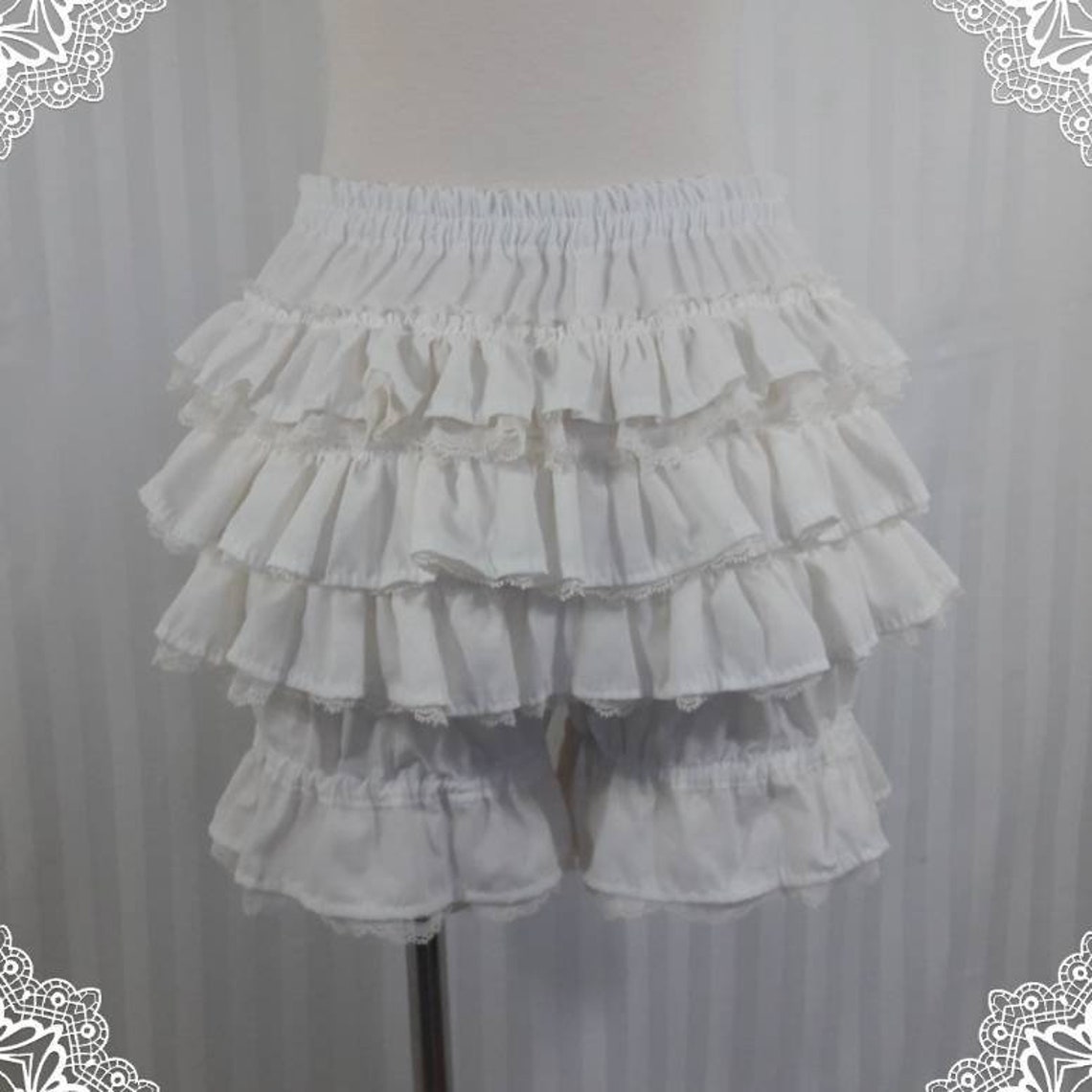 Ivory Fancy Ruffle Short Bloomers Steampunk Lolita Adult Women Small to ...