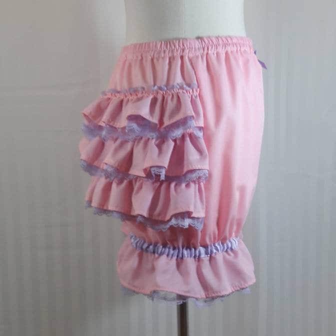 Pink Fancy Ruffle Short Mini Bloomers Fairy Kei Decora Pop Pastel Goth ...