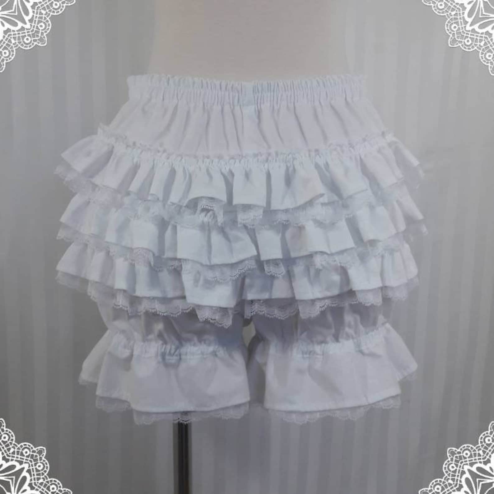 White Fancy Ruffle Short Bloomers Steampunk Lolita Adult Women - Etsy