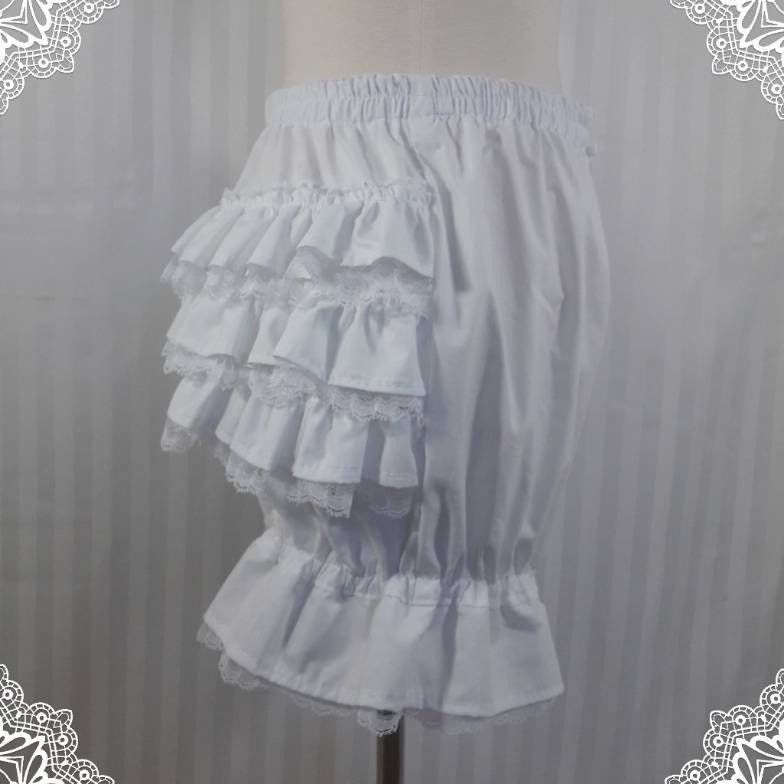 White Fancy Ruffle Short Bloomers Steampunk Lolita Adult Women | Etsy