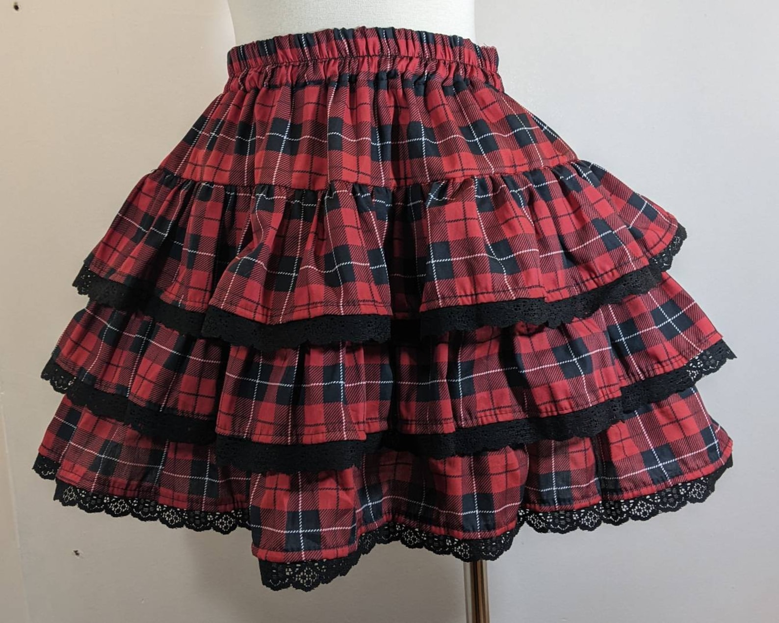 Punk Lolita Plaid Ruffle Skirt Punk Lolita Adultsmall to - Etsy