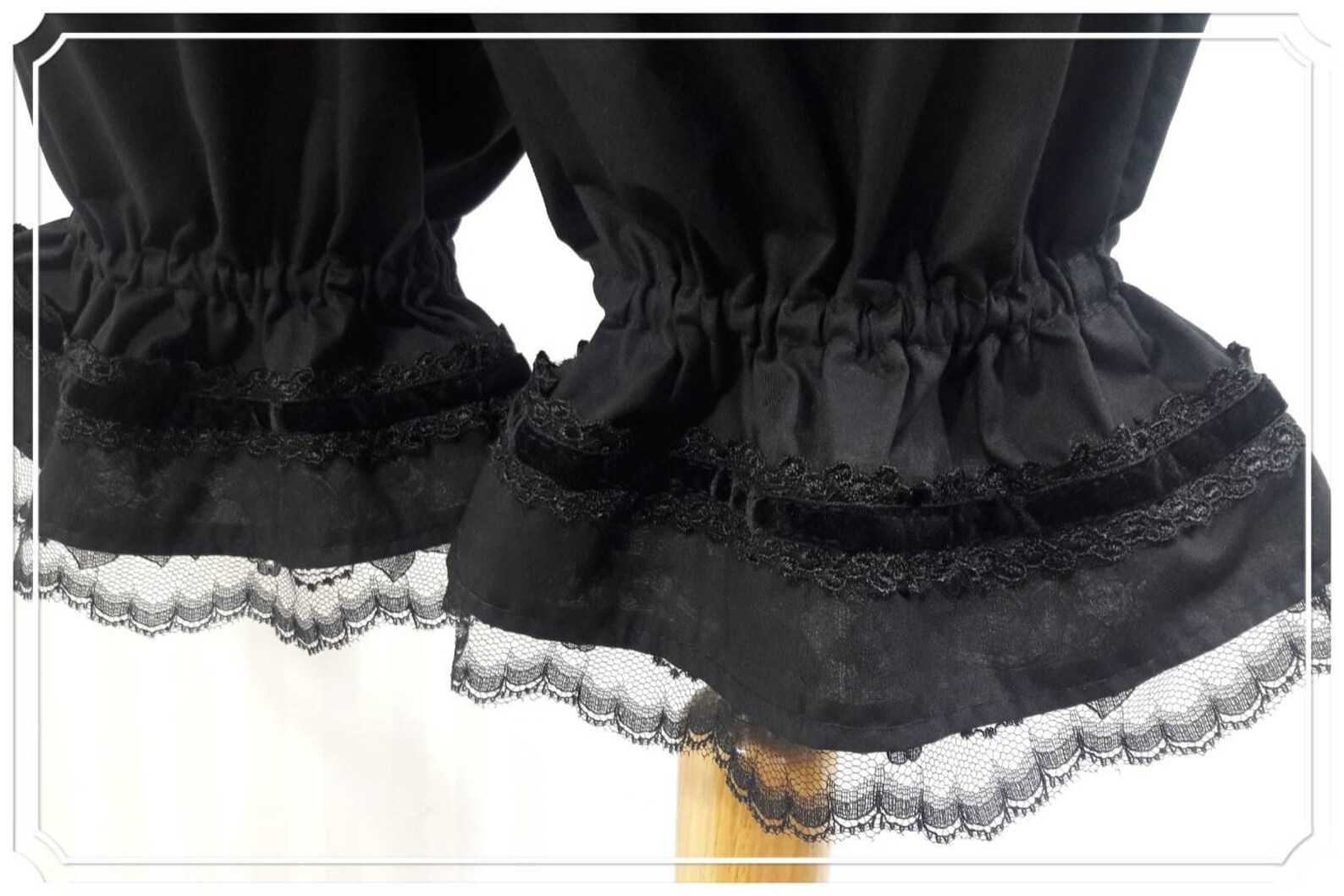 Black fancy ruffle knee length bloomers steampunk lolita adult | Etsy