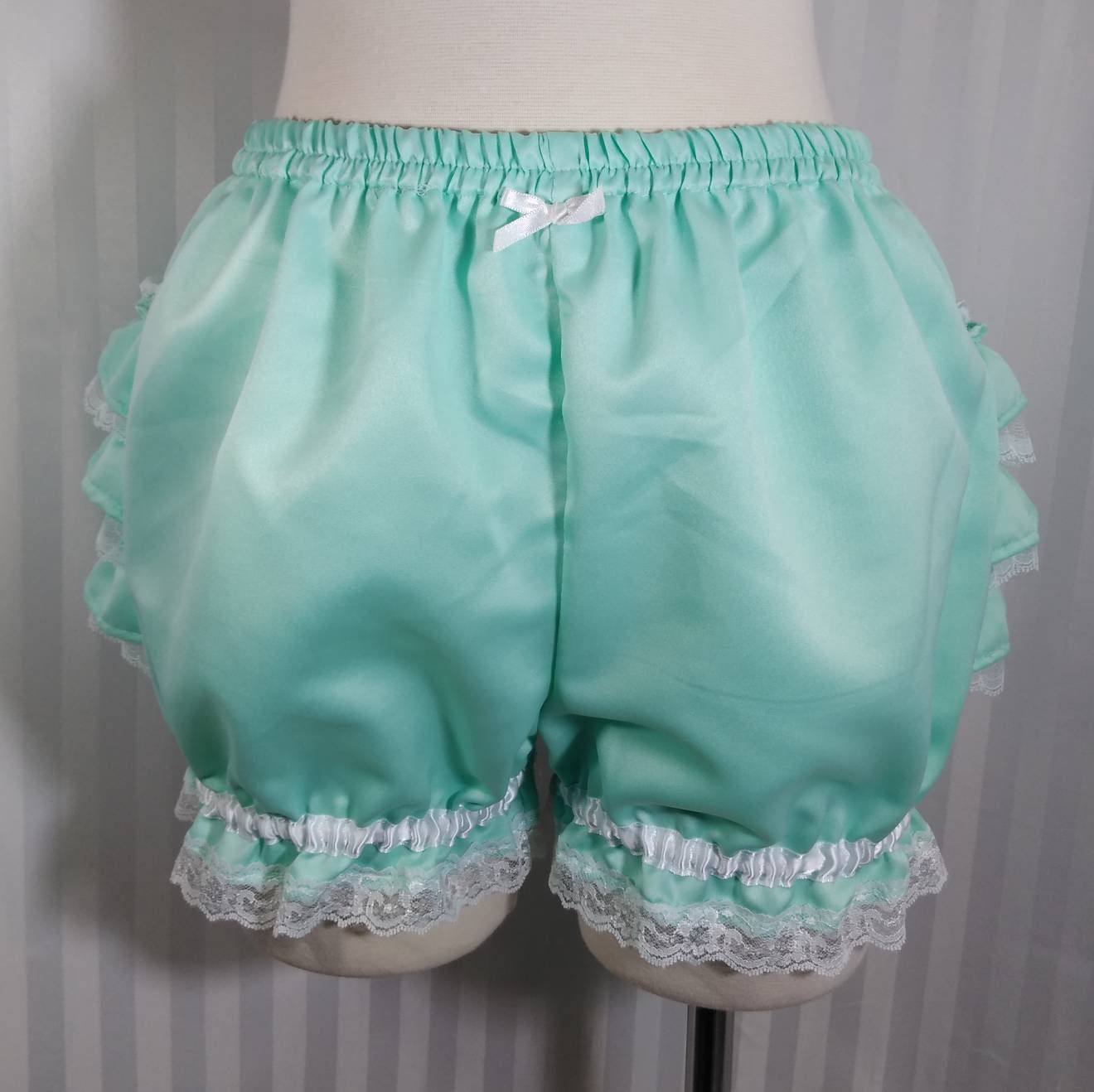 Satin Burlesque Fancy Ruffle Short Bloomers With White Lace | Etsy