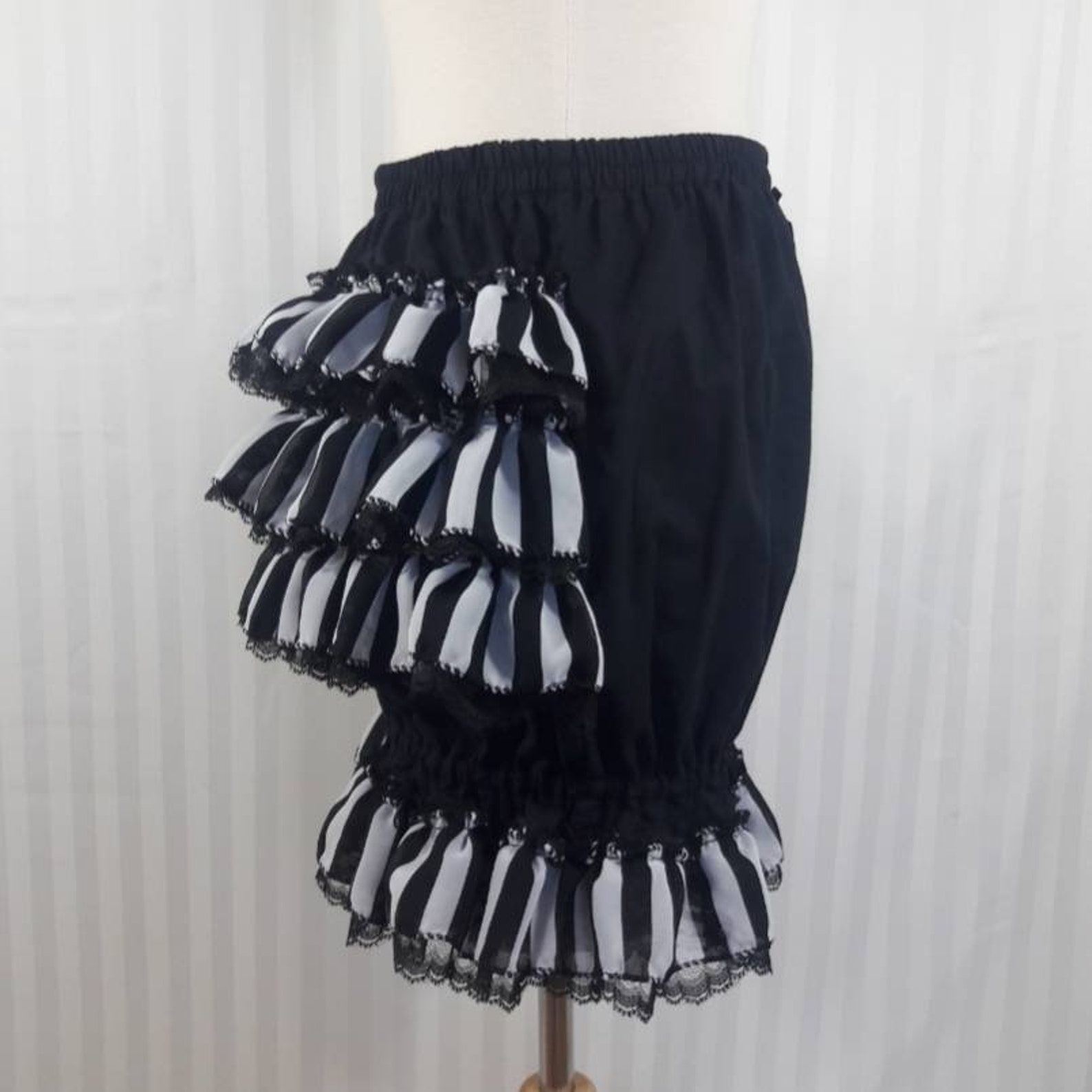 Black Chiffon Stripe Fancy Ruffle Short Bloomers Steampunk | Etsy