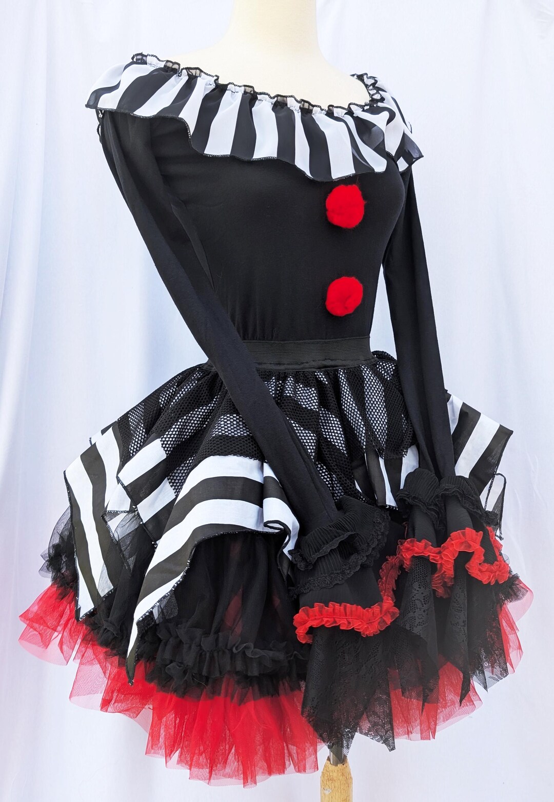 VK Freakshow Harlequin Red Black Stripe Gothic Clown Kei Clowncore ...