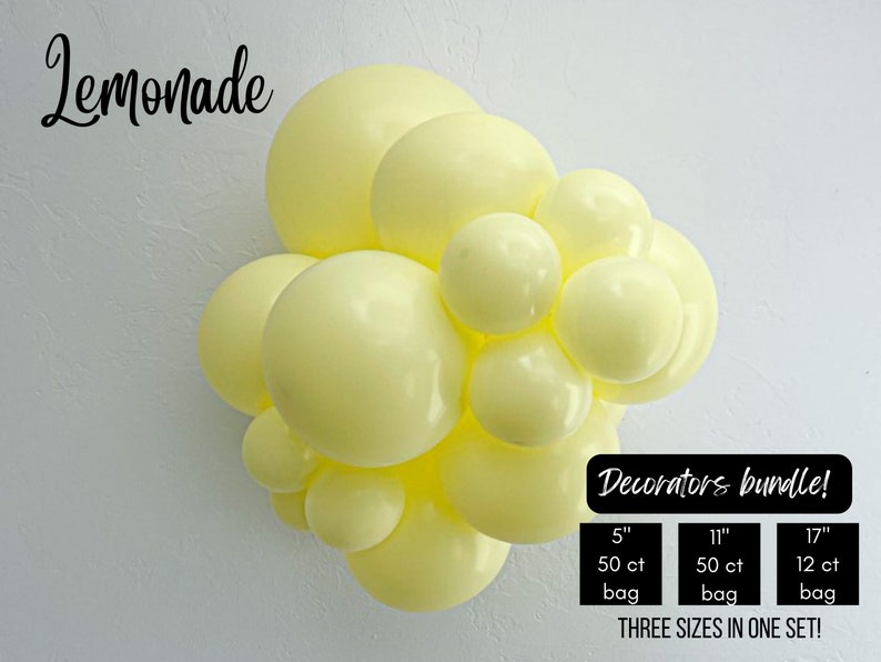 TUFTEX Lemonade Decorators Bundle 5, 11, 17 Combo Pack TUFTEX Balloons ...