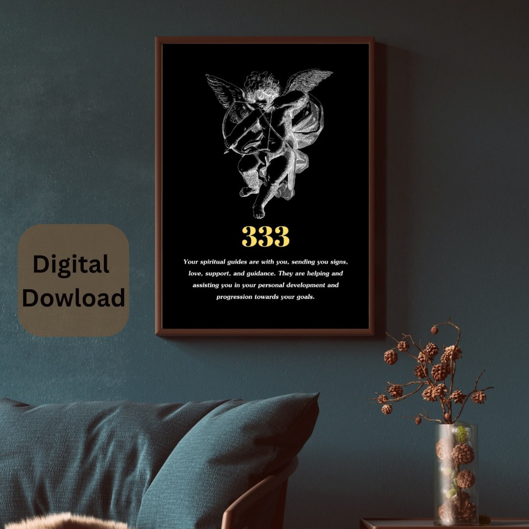 Angel Number 333, Black Wall Art, Printable Wall Art, Spiritual Decor ...