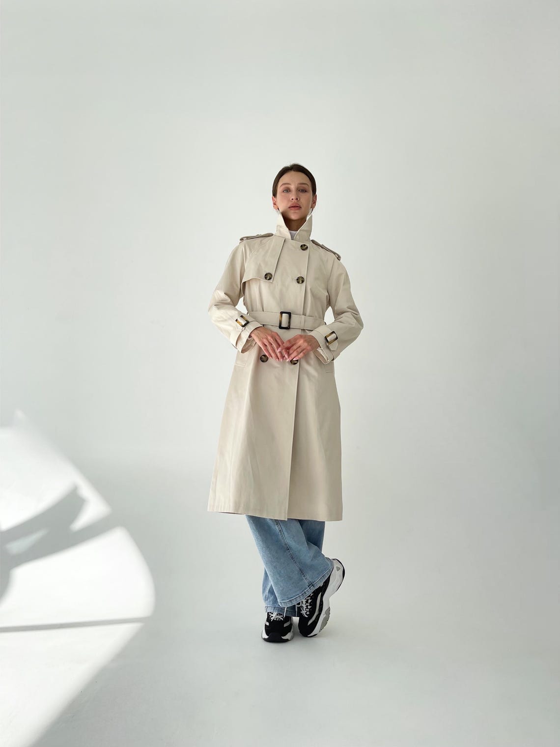 Ivory Trench Coat, Trench Coat Women, Long Oversized Trench Coat ...