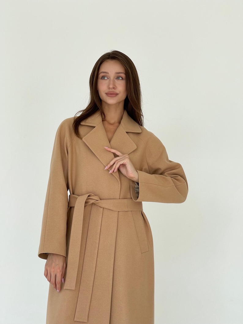 Camel Wool Coat, Women Wool Coat, Long Warm Winter/ Fall/ Spring Coat, Fall Autumn Belted Coat ...