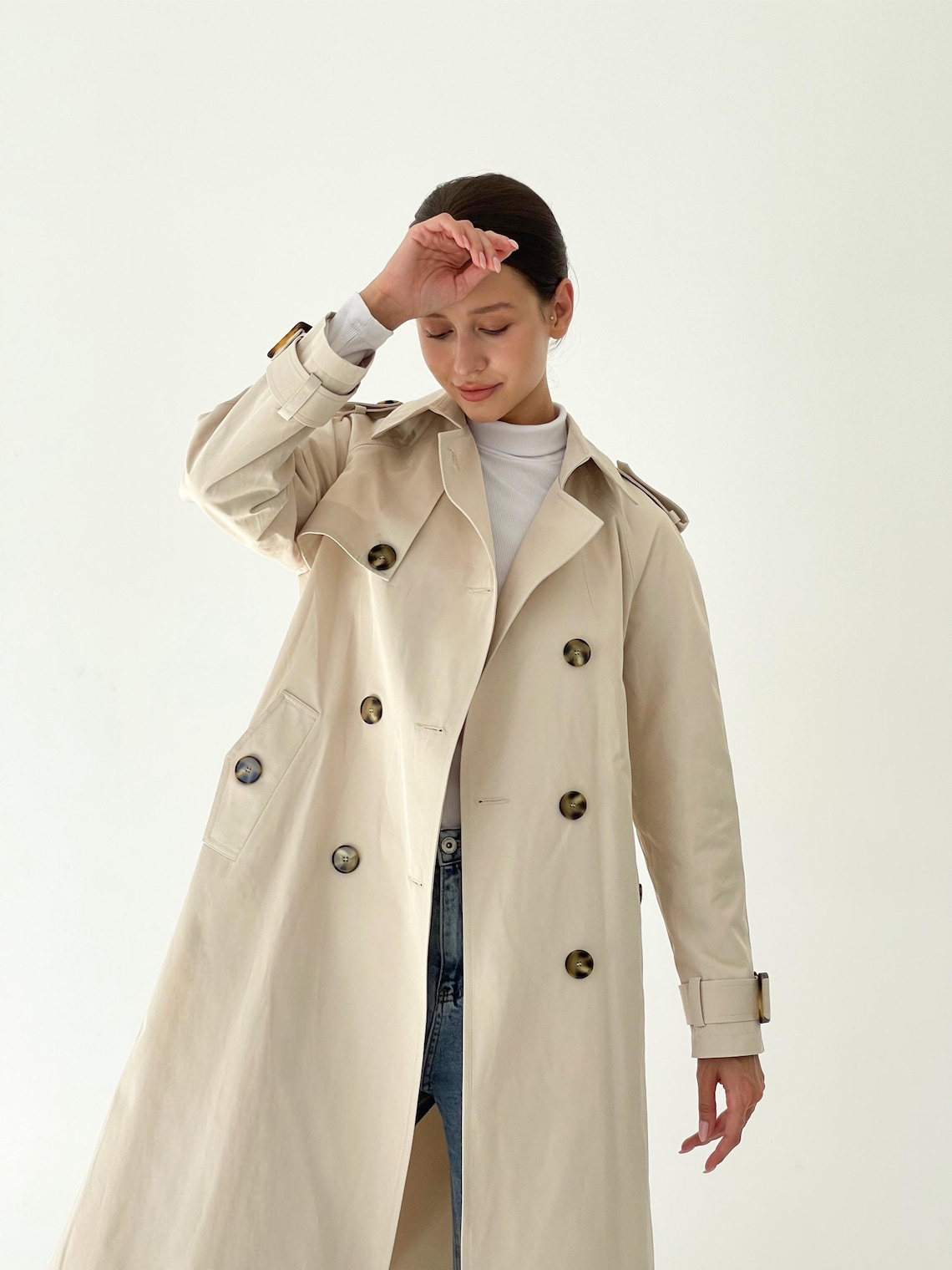Ivory Trench Coat, Trench Coat Women, Long Oversized Trench Coat ...