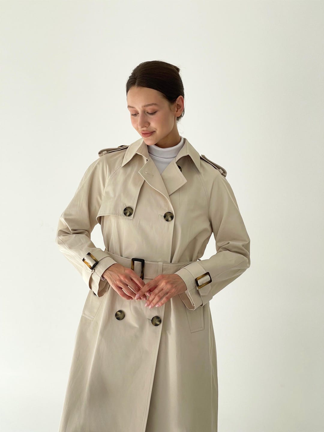Ivory Trench Coat, Trench Coat Women, Long Oversized Trench Coat ...