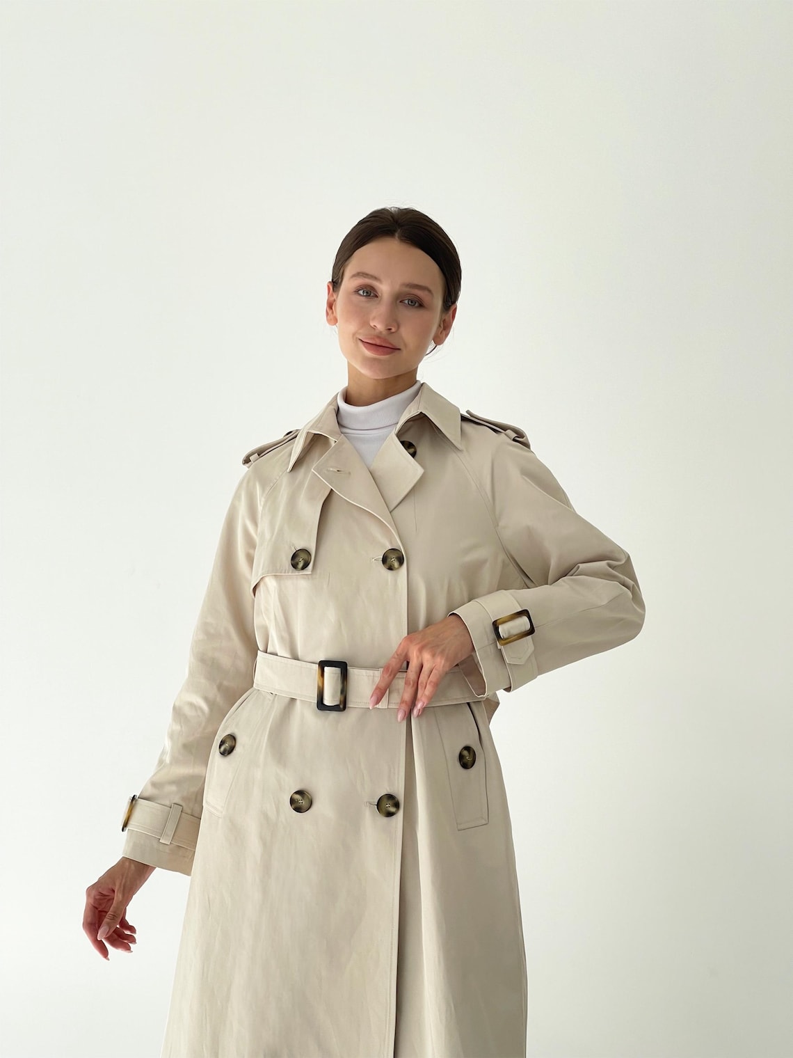 Ivory Trench Coat, Trench Coat Women, Long Oversized Trench Coat ...