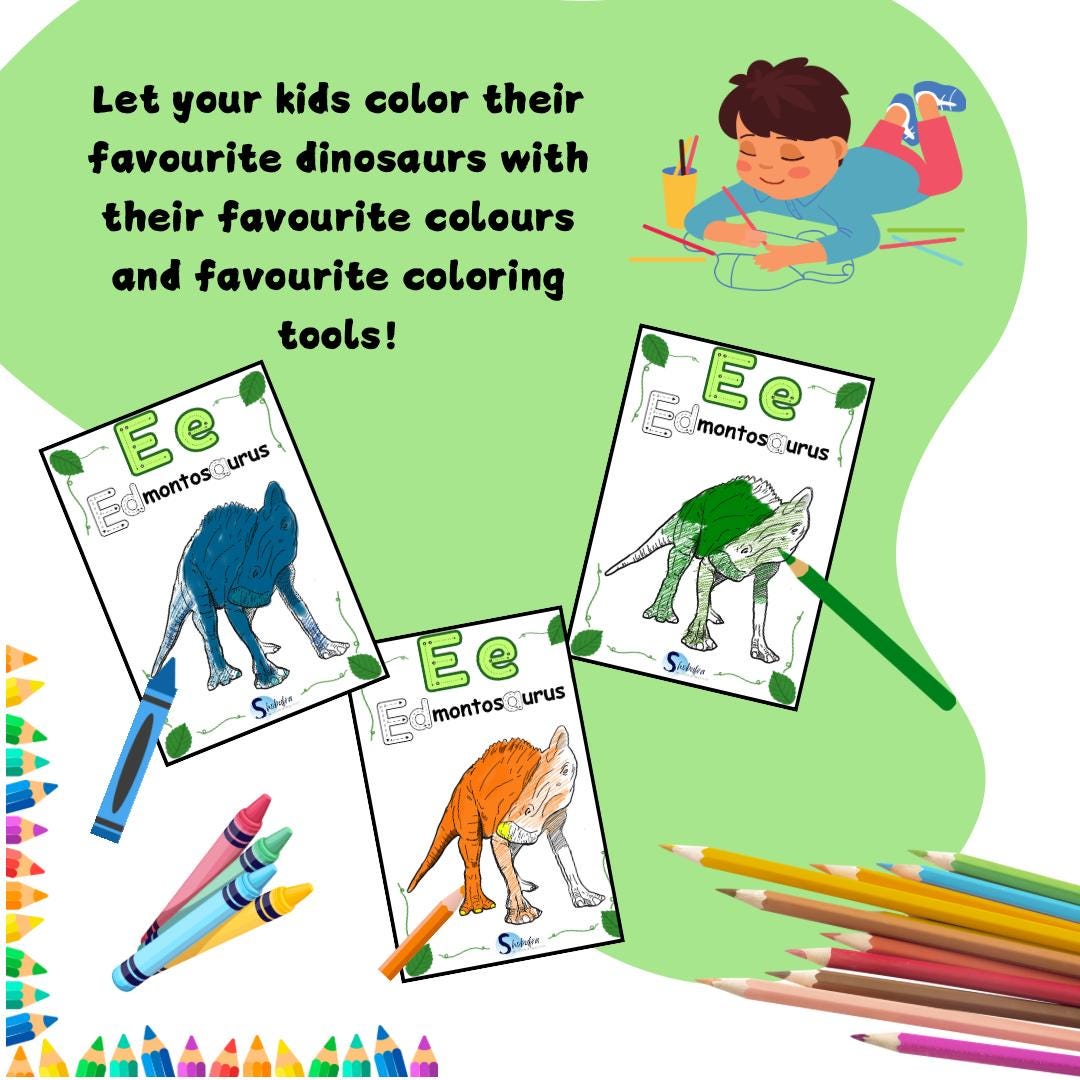 Coloring and Learning Alphabet is Fun With Dinosaurs Volume 1 - Etsy