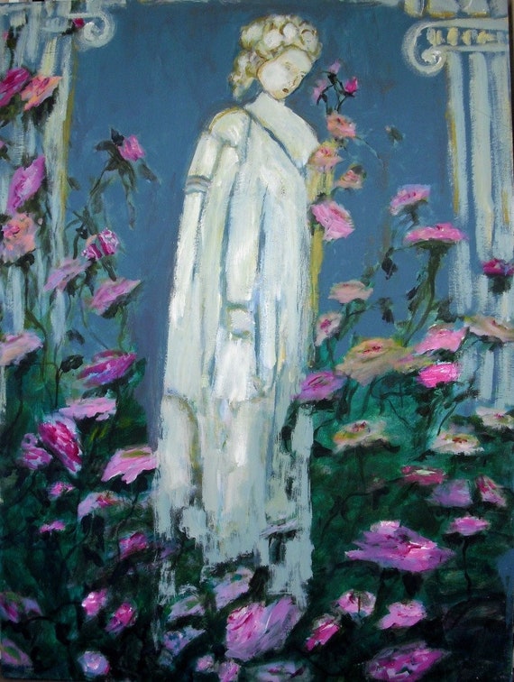 Garden Statue Art Roses Art Feminine Art - Etsy