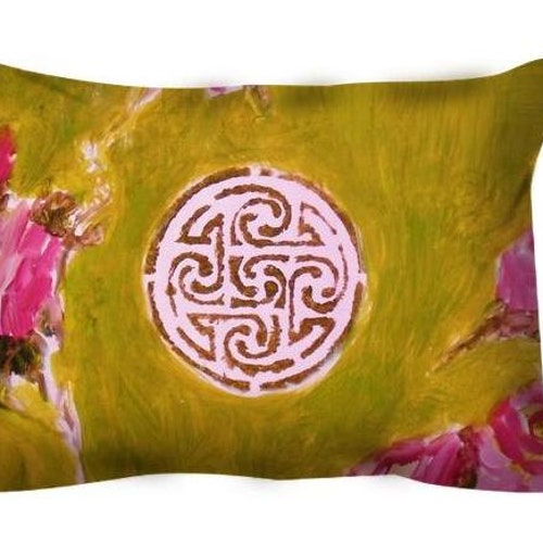 Decorative Throw Pillow Ming Gold With Pink Roses Chinoiserie - Etsy