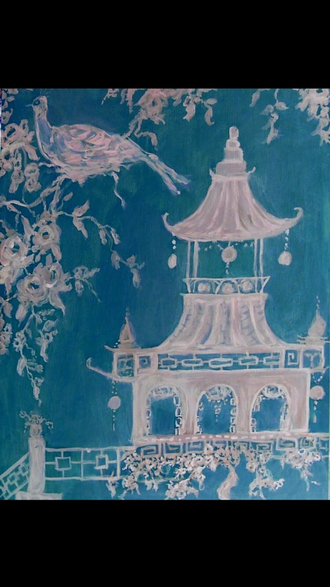 Neo Asian Toile Art ~ Blue Chinoiserie Print ~ Chinoiserie Art Decor ...