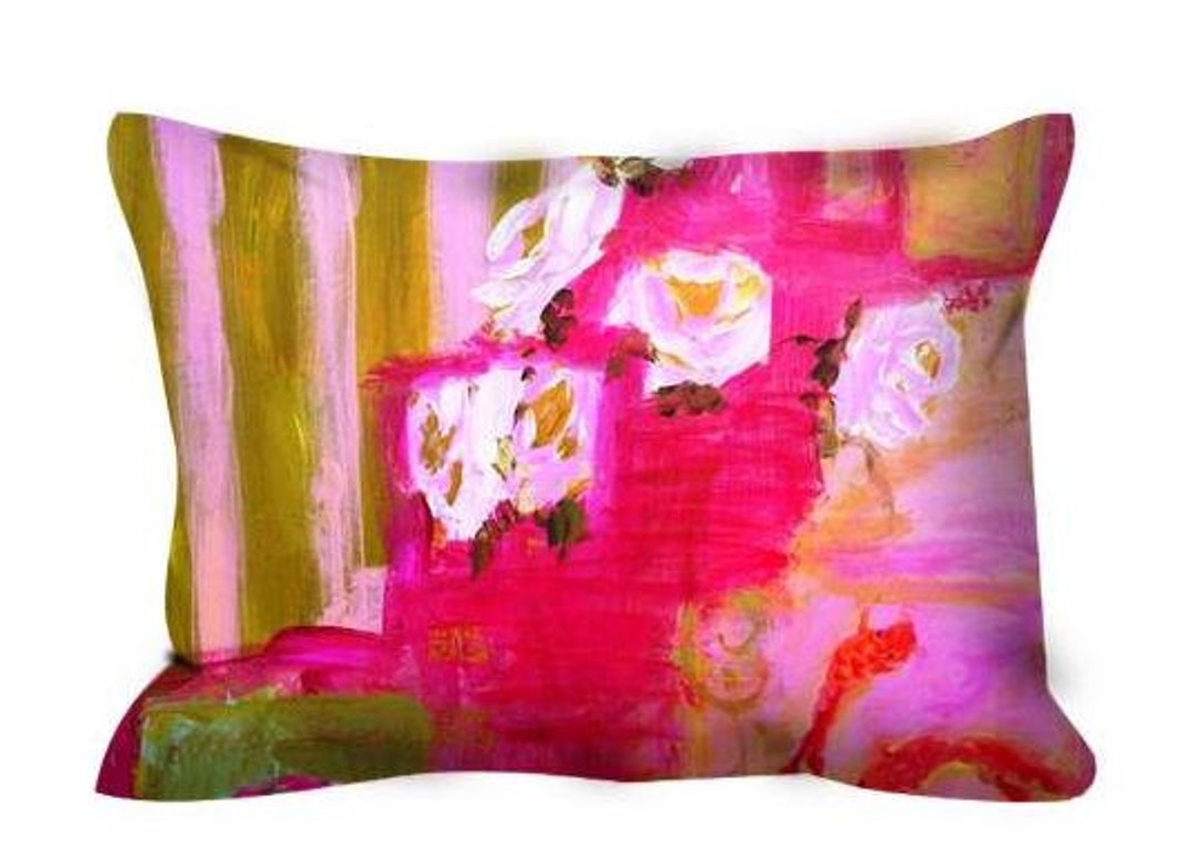 Decorative Throw Pillow Pink Roses Stripes Fish Koi - Etsy