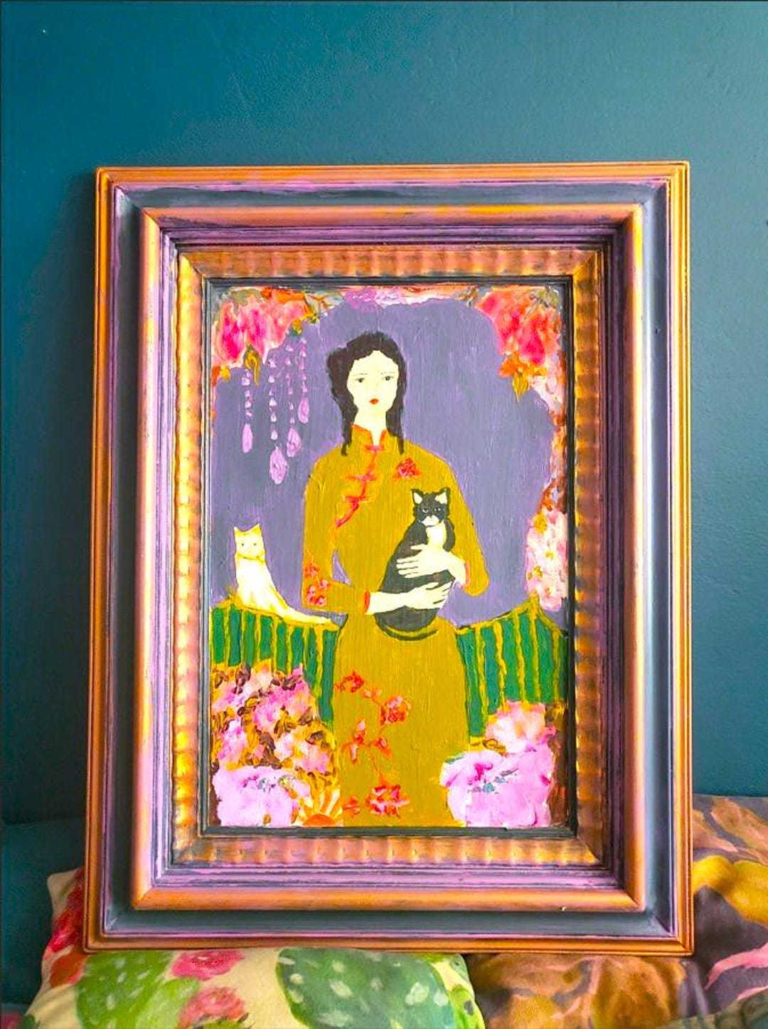 SOLD Lady With Cat, Lady, Portrait of Lady, Original Painting ...
