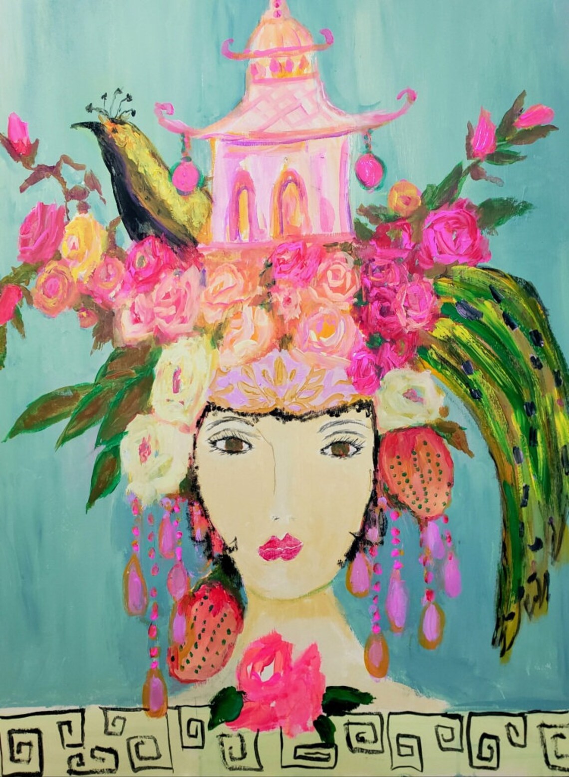 Countess Caroline Art Headdress Lady Art Print of Woman - Etsy