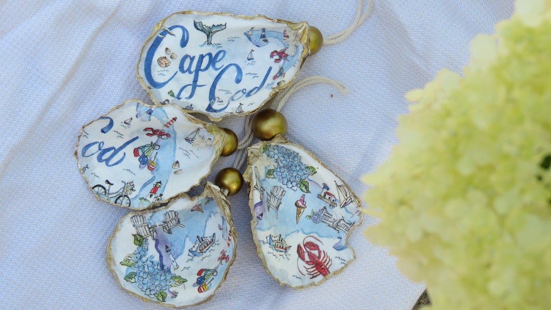Cape Cod Oyster Shell Ornaments and Bottle Stoppers. Coastal Home Decor ...