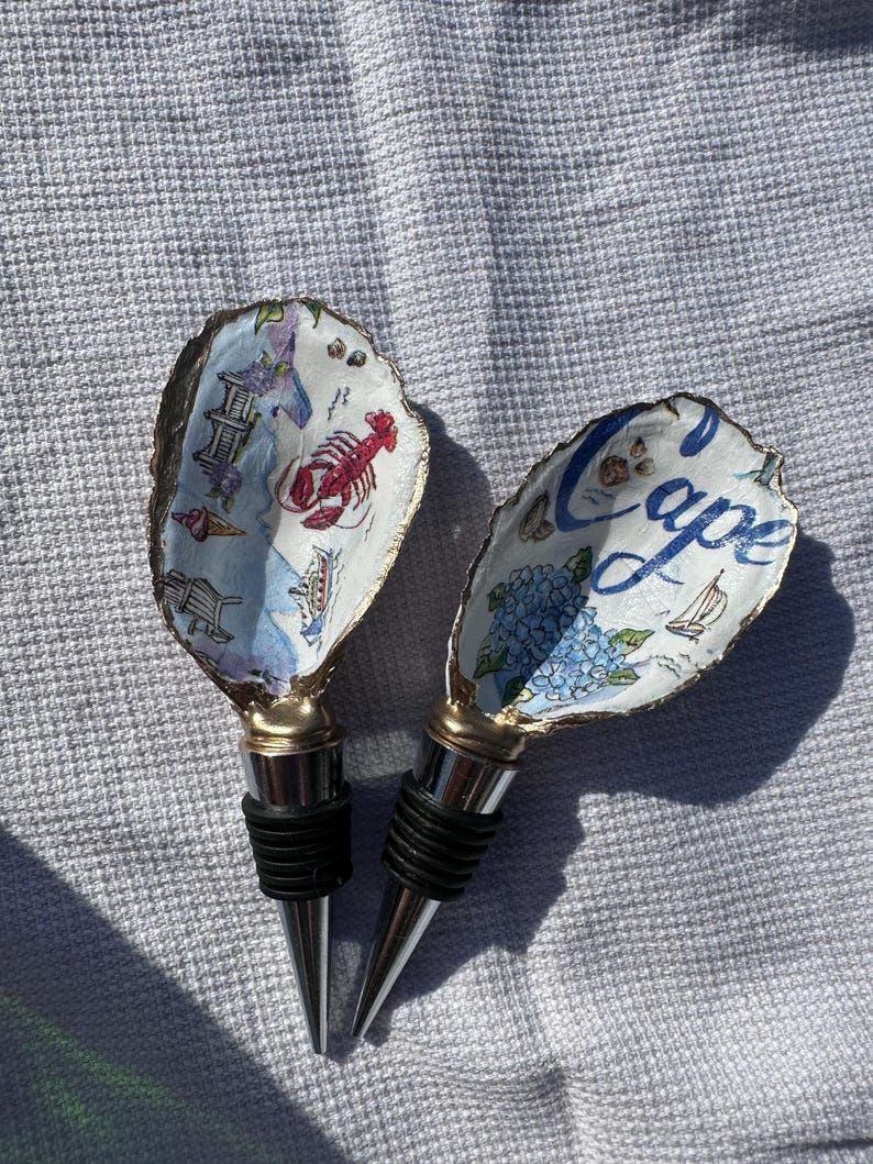 Cape Cod Oyster Shell Ornaments and Bottle Stoppers. Coastal Home Decor ...