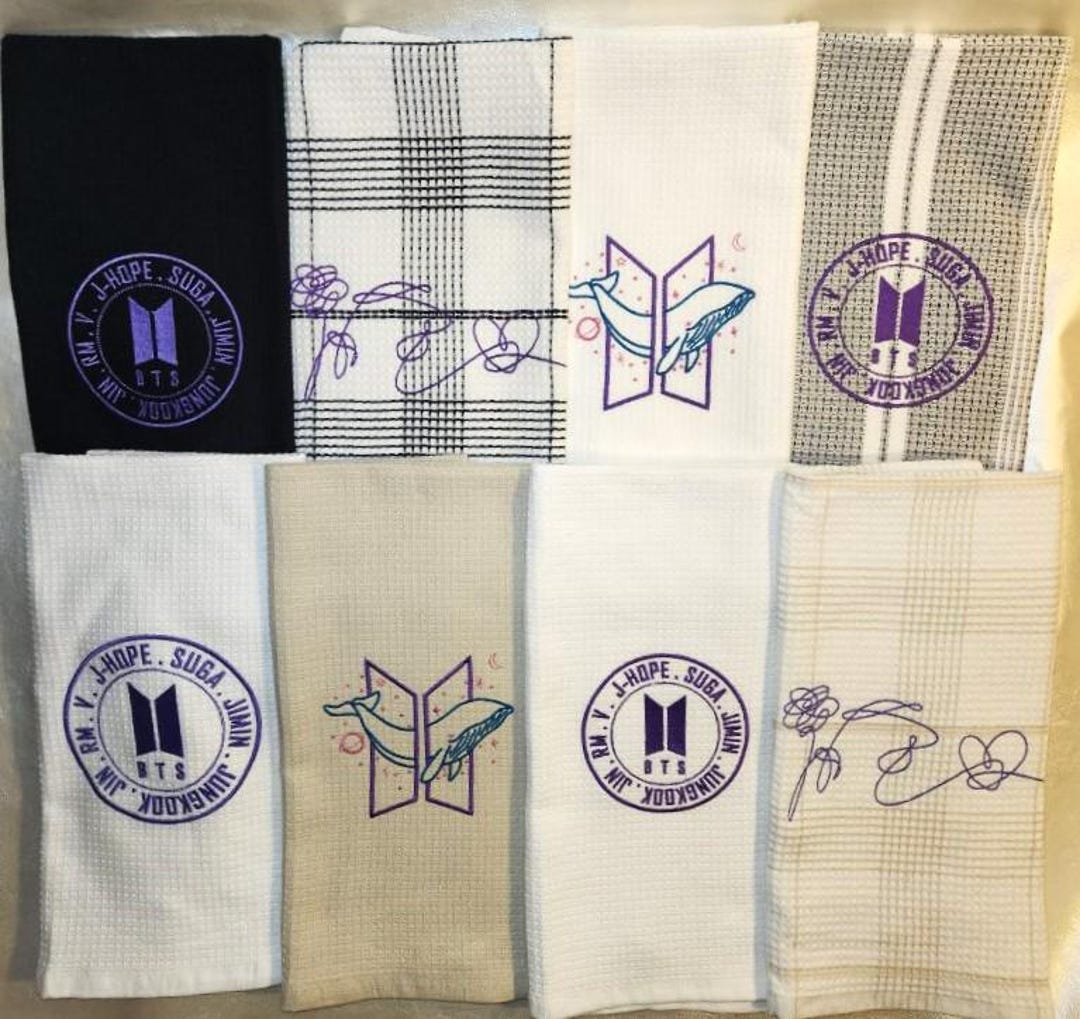 BTS Embroidered Kitchen Towels - Etsy