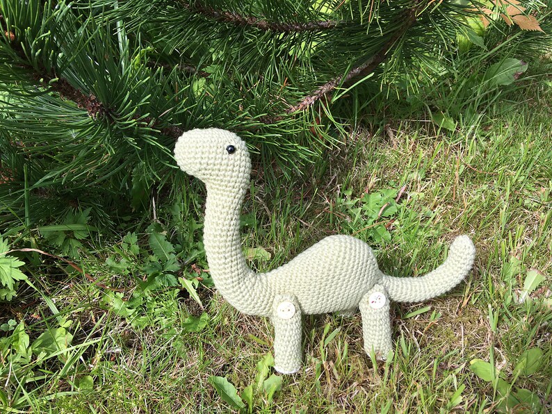 No Sew Amigurumi Crochet Pattern Buttons the Dinosaur Diplodocus Bronto the Dinosaur Plush ...