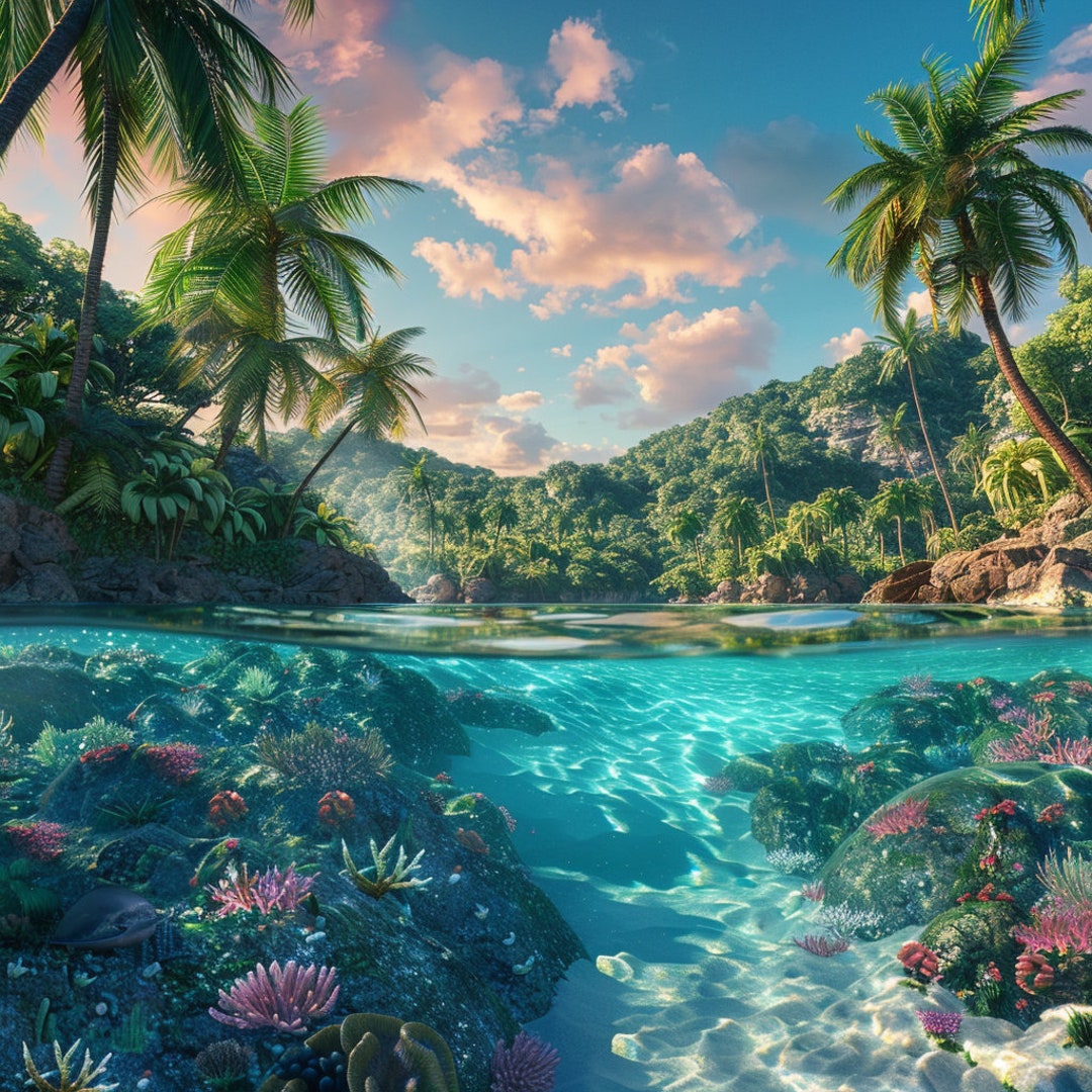 Tropical Pixar-inspired Digital Art - Etsy